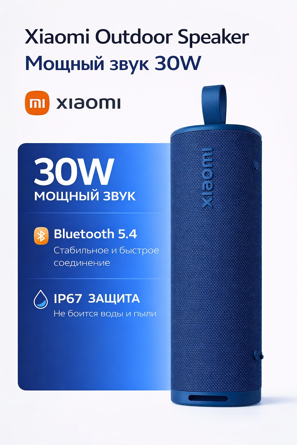 Портативная колонка Xiaomi Sound Outdoor S29D, 30 Вт, влагозащита IPX7, синяя (MDZ-38-DB)