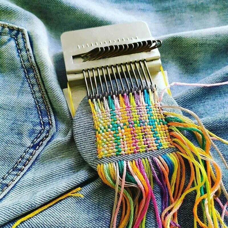 (1 шт.) Маленький ткацкий станок DIY из металла - средний, 20 см (28 игл)