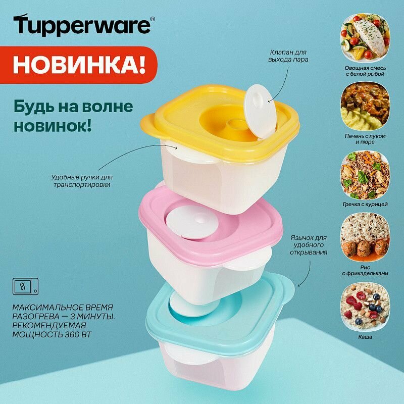 Ёмкость Новая волна (275 мл) для разогревания в СВЧ 3 шт.