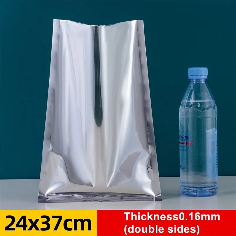 Фольгированные пакеты 24x37см, 100шт, серебристые