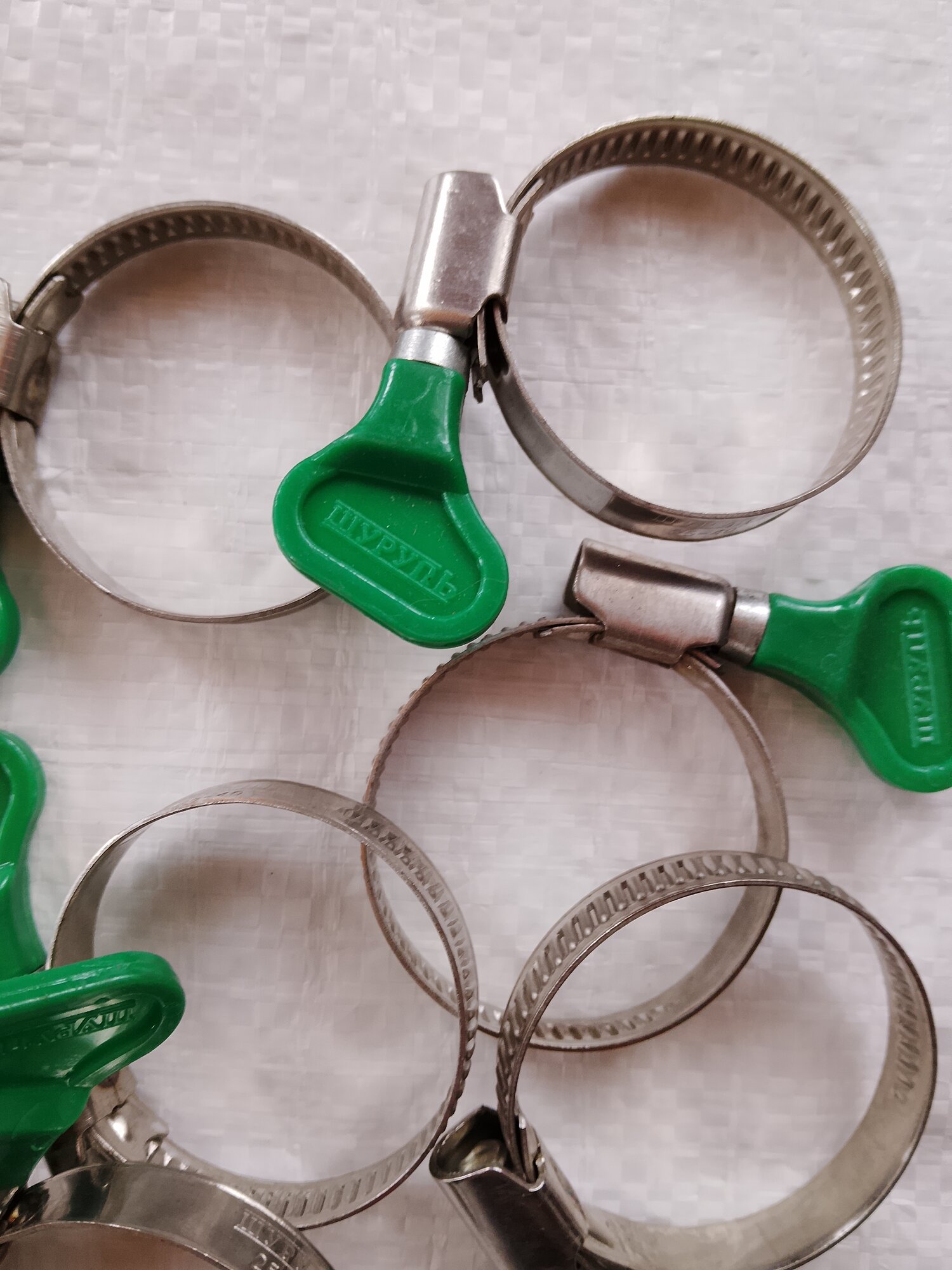 Хомут червячный обжимной металлически быстросъёмный "Шурупь" 25 - 40 мм, с ключом бабочка, в комплекте 11 шт.