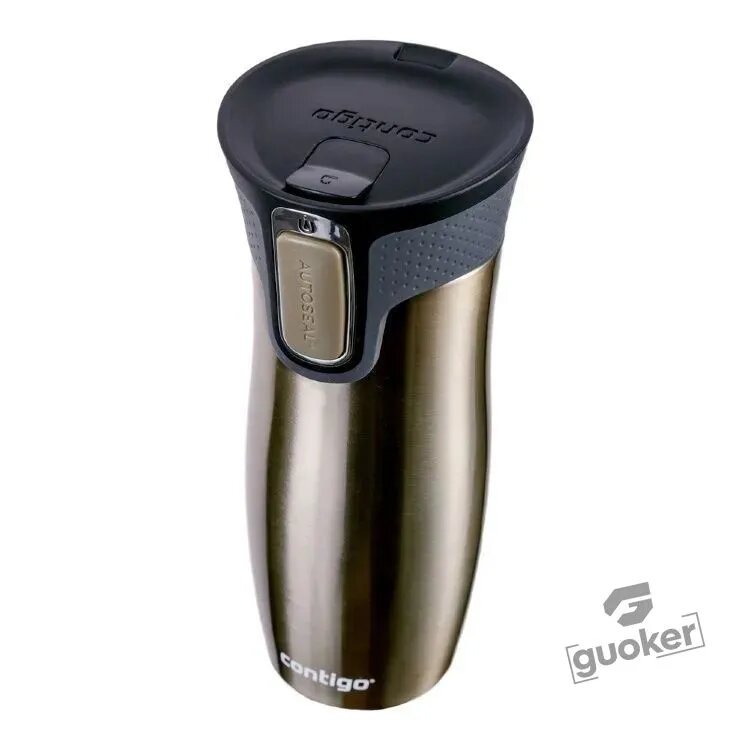 Термокружка Contigo Autoseal, 0.47 л, золотистая, с защитой от проливания, держит тепло 5 часов, холод 12 часов — фото 1