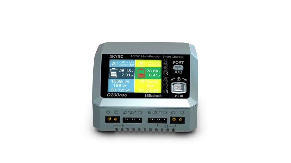 SkyRC D200neo 800 Вт Двухканальное зарядное устройство переменного тока PC3.0 Bluetooth с APP-управлением