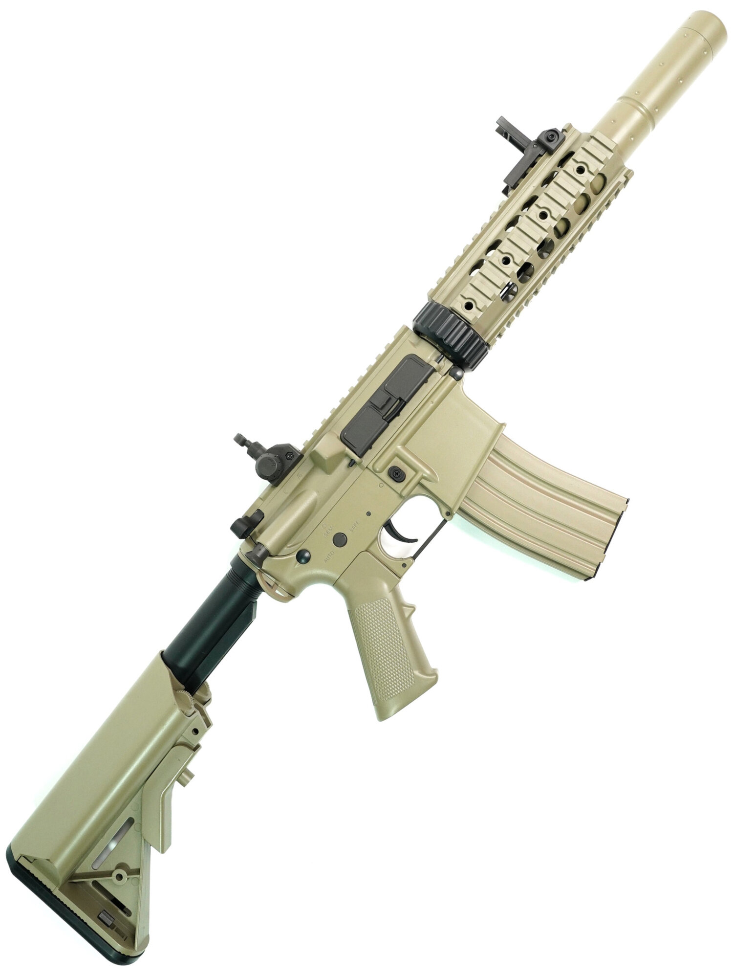 Страйкбольный автомат Cyma M4 CQB silencer Tan, пластик (CM.513 TN)