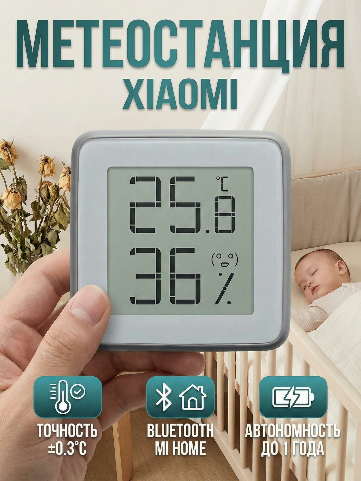 Метеостанция Xiaomi MiaoMiaoce Measure Bluetooth Thermometer (MHO-C401) White CN