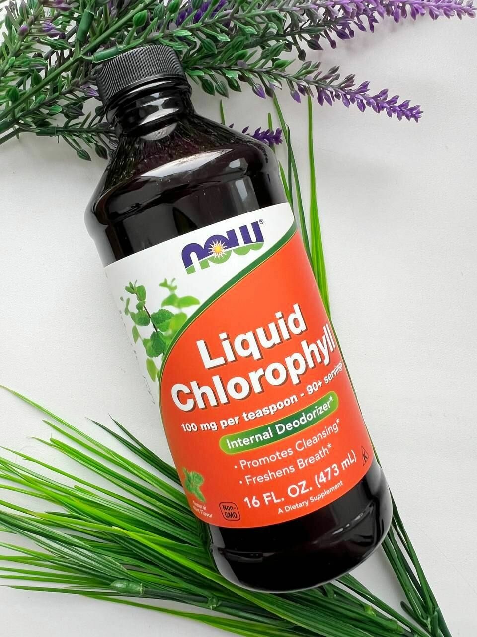 Жидкий хлорофилл, аромат натуральной мяты, Now Foods Liquid Chlorophyll & Mint 473 мл