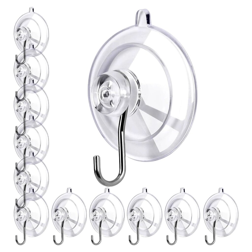 12шт Прозрачных Крючков-Присосок Крючки Из Нержавеющей Стали Вмещают 10 фунтов Эффективных Клейких Крючков Для Гладких Поверхностей Ванной Комнаты
