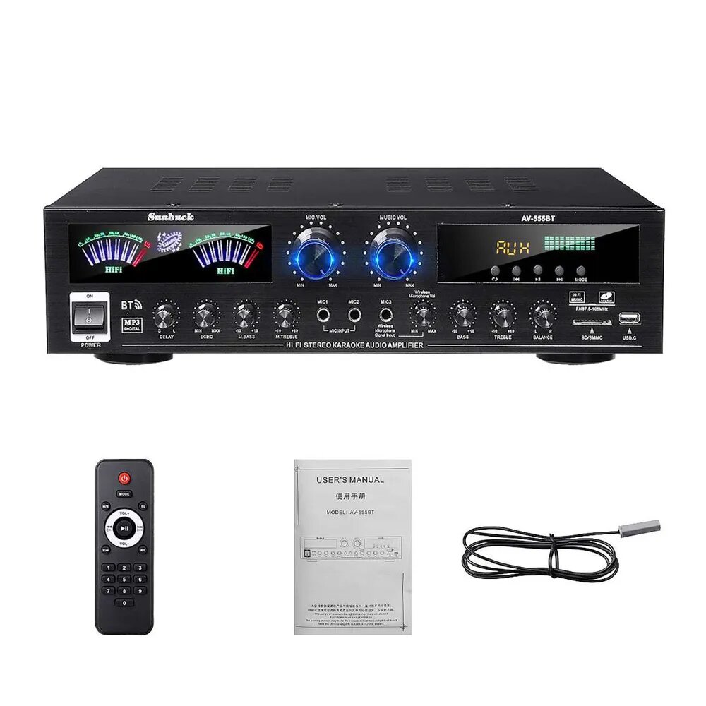 Sunbuck AV-555BT Bluetooth пятиканальный 5.0 Аудио усилитель HiFi стерео караоке — фото 1