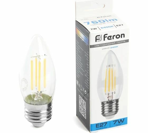 Светодиодная лампа FERON LB-66 Свеча E27 7W 6400K