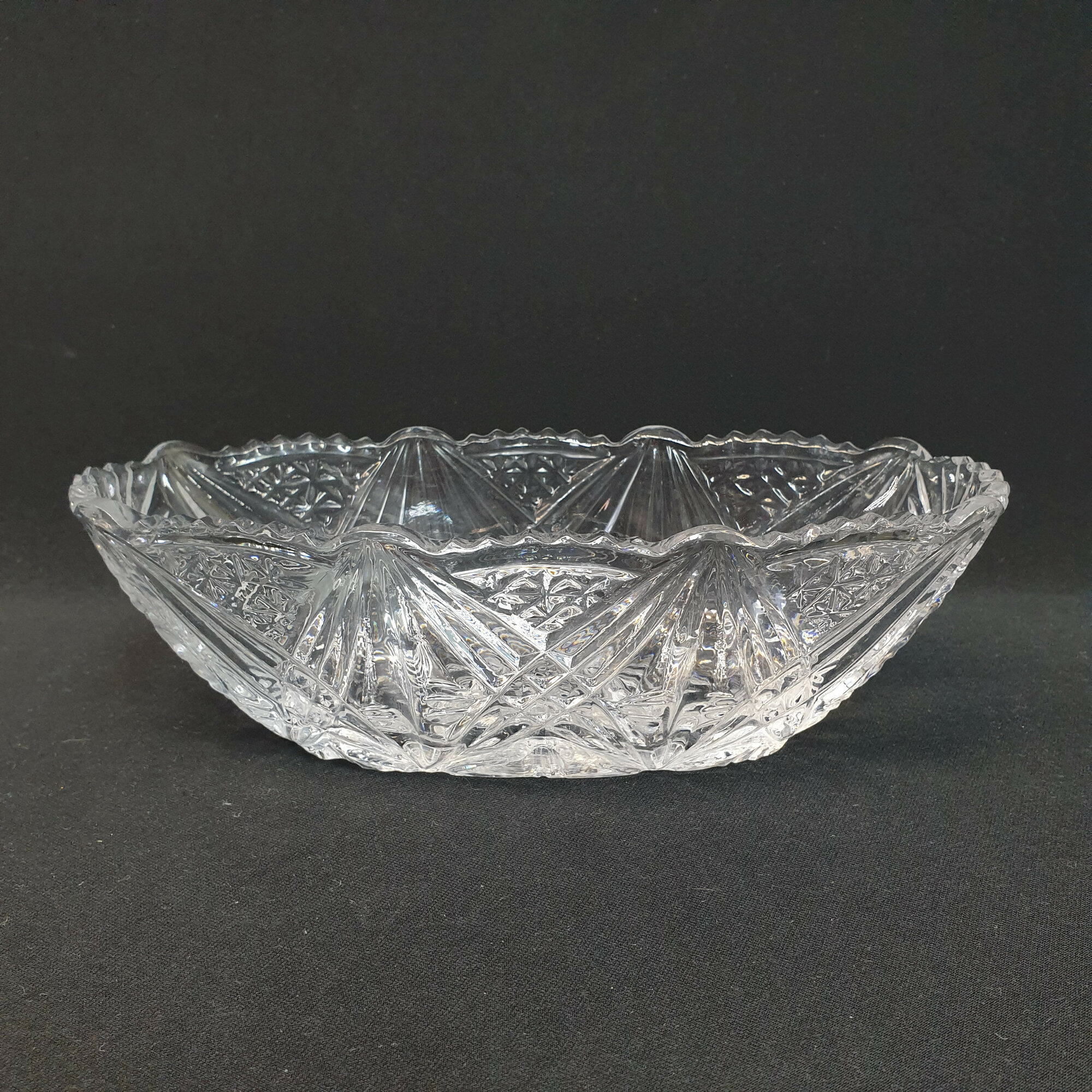 Винтажный салатник ладья 23х11 см 700 мл, хрусталь, СССР.
