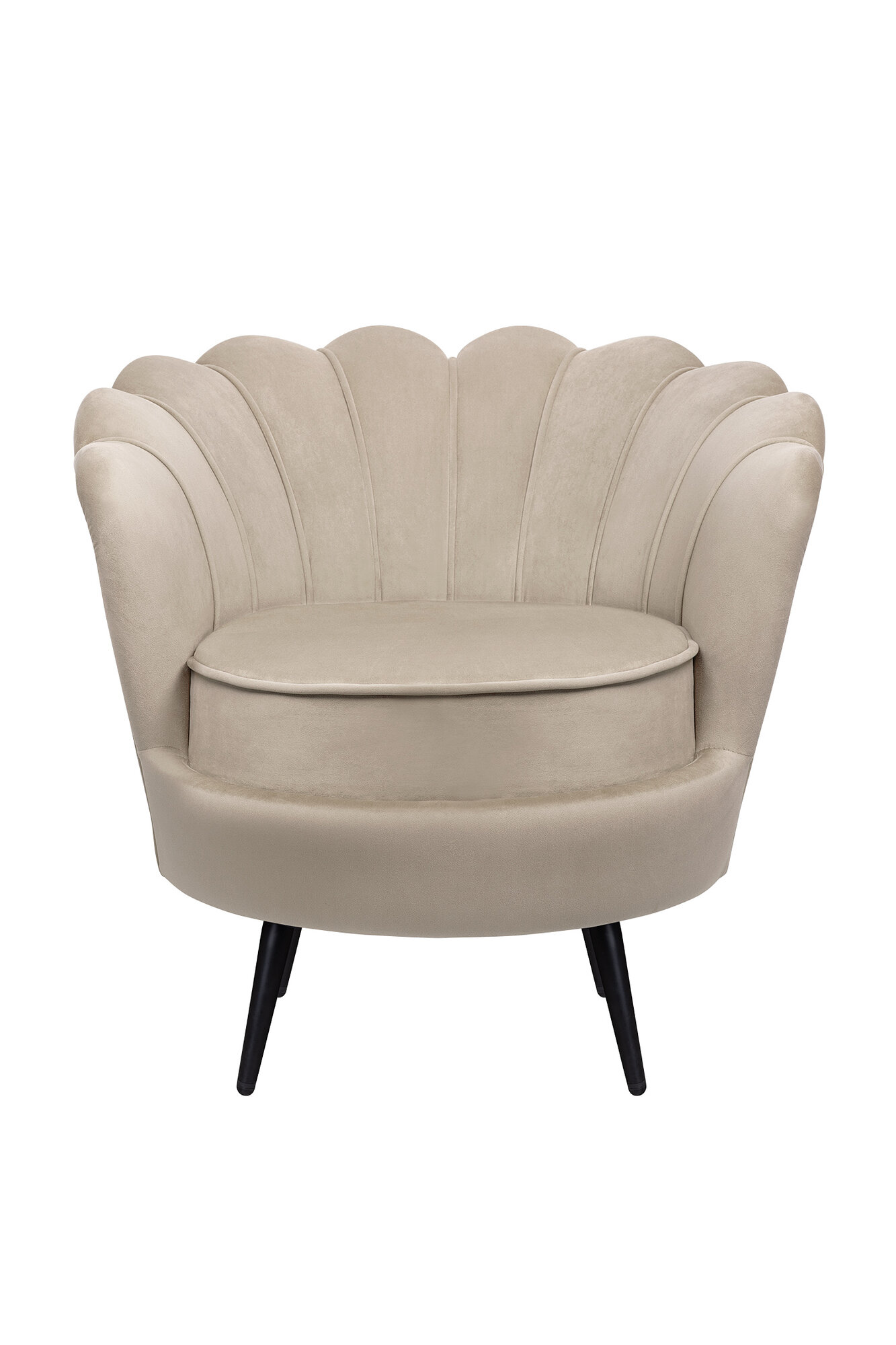 Кресло ракушка Mak-interior, Pearl taupe, дизайнерское для дома, светло-коричневое с черными ножками