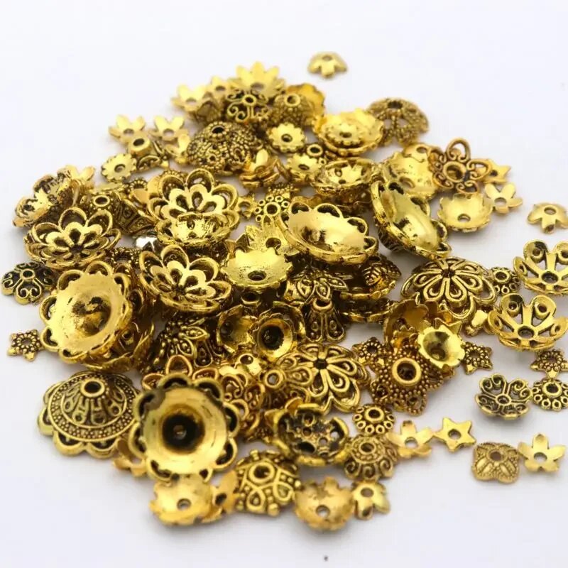Шапочки для бусин Antique Gold, 4-16 мм, 150 шт