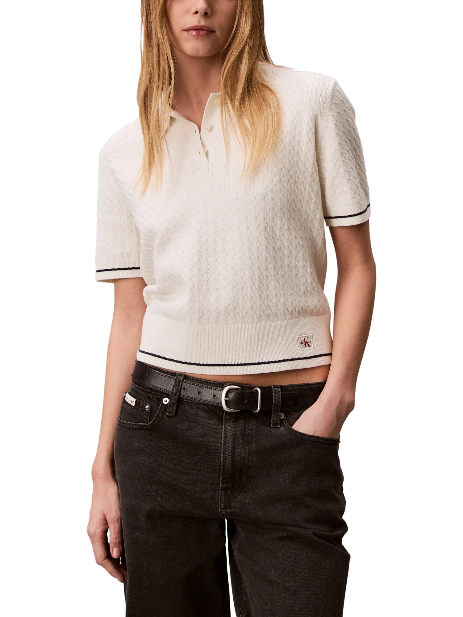 Свитер CALVIN KLEIN Cable-knit sweater, размер 2XS, , разноцветный — фото 1