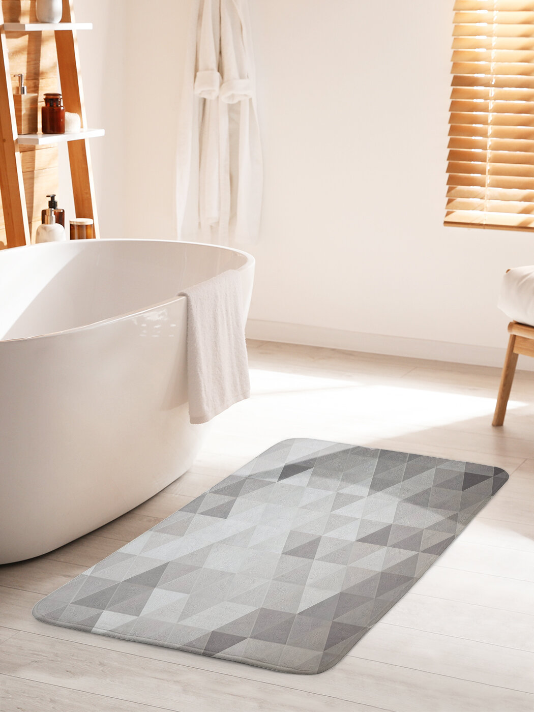 Коврик для ванной комнаты и туалета противоскользящий "Светлая сетка" 60х100 см, JoyArty