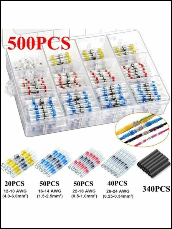 Эксклюзивный комплект из 500 шт электрических соединителей для пайки проводов стыкового типа термоусадочные муфты