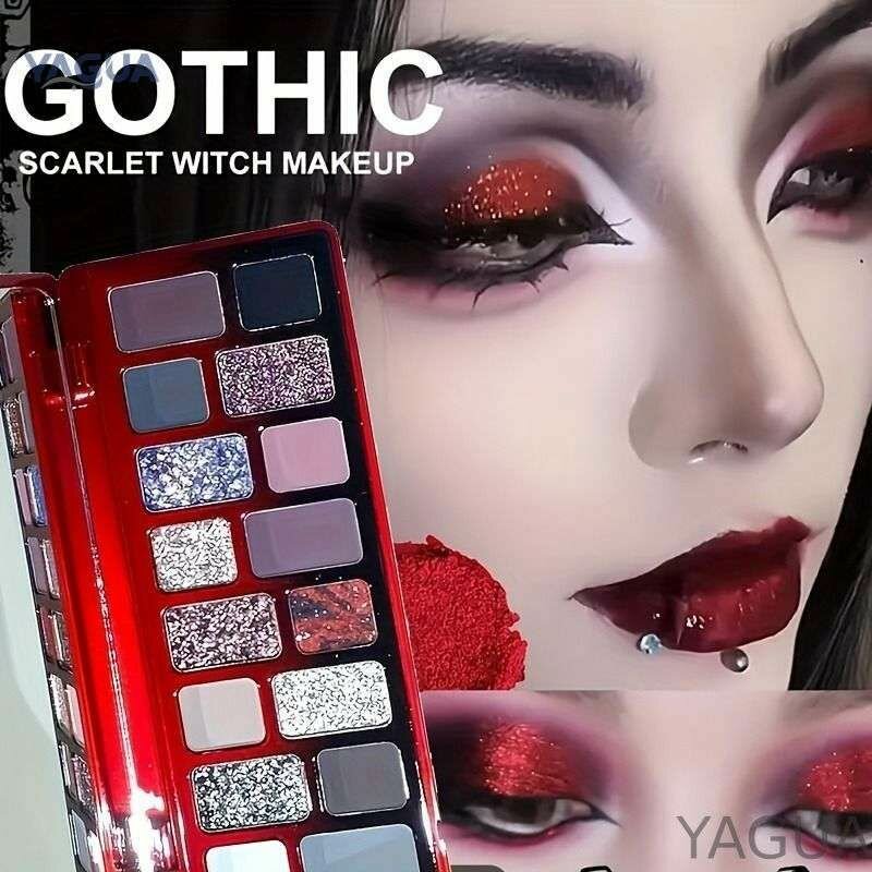 16-Водостойкая палитра теней для век -яркие и матовые тона от красного до синего, высококачественная цветопередача YAGUA