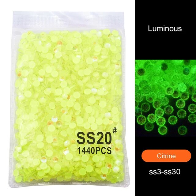 Светящиеся стразы Citrine SS20 1440шт