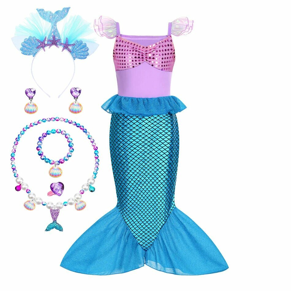 Детское платье Ариэль Wood Pencil летнее фиолетовое из полиэстера 3-10 лет Size 130, DD86 Set 03