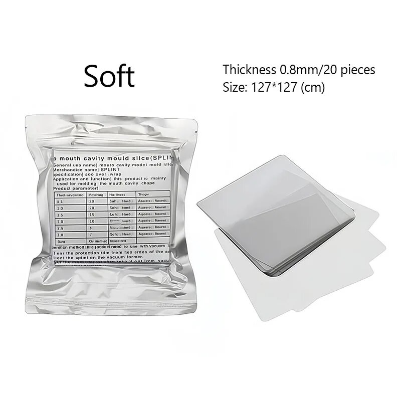 Термоформовочные материалы для протезов: твердые и мягкие листы 0.8mm Soft 20Pcs