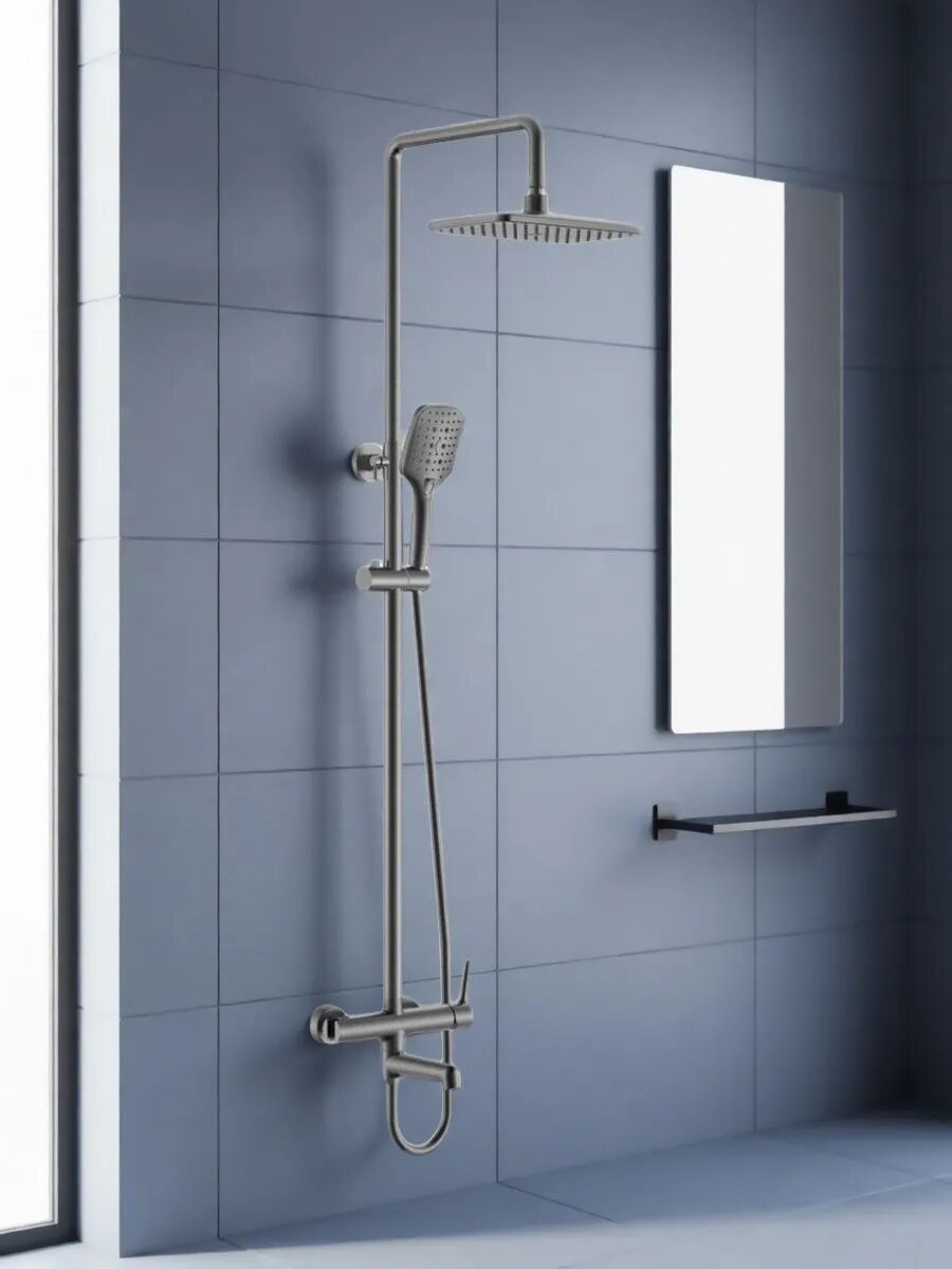 Душевая система из латуни с тропическим душем Vieir V103562-G графит