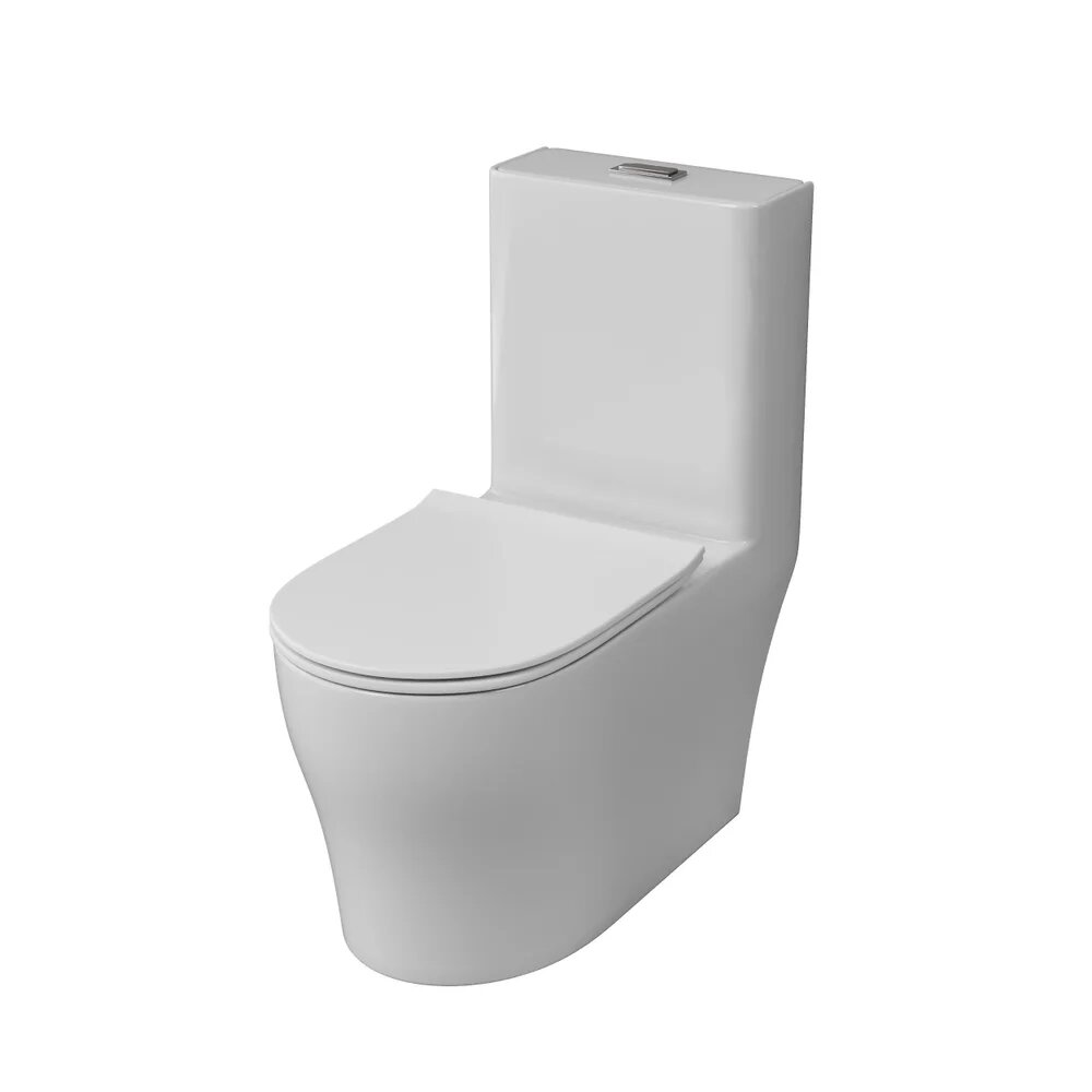 Унитаз-моноблок напольный Grossman Classic GR-4488SQ с микролифтом, безободковый, антивсплеск, фаянсовый, белый, глянцевый, овальный, сиденье для унитаза в комплекте