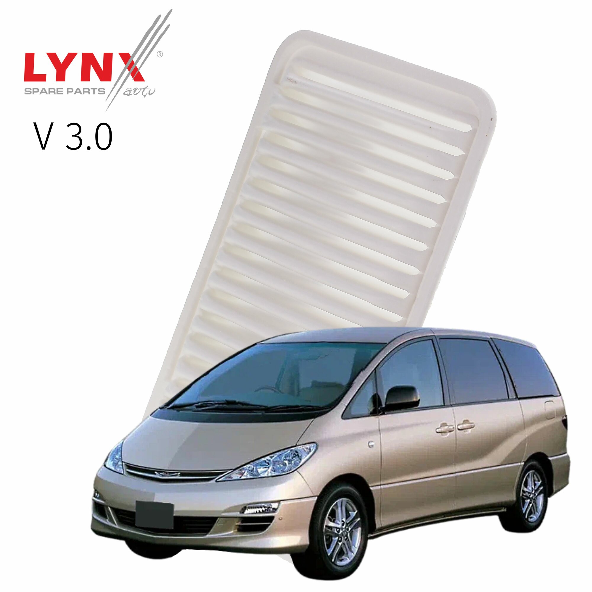 Фильтр воздушный Toyota Estima (2) / Тойота Эстима 2000 2001 2002 2003 2004 2005 V3.0 1MZ-FE / 1шт LYNXauto