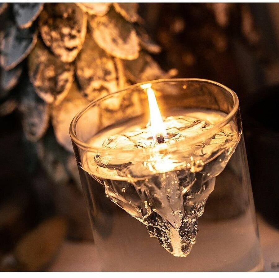 Ароматическая свеча в форме айсберга прозрачная чашка голубая желейная свеча аромат атмосферы спальни — фото 1
