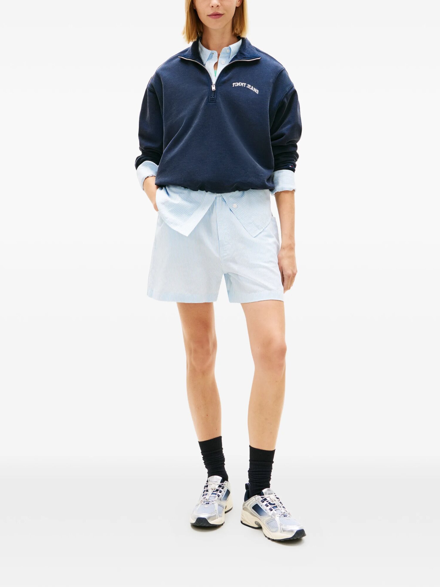Шорты TOMMY HILFIGER Striped-pattern drawstring-fastening shorts, размер L, blue — фото 1