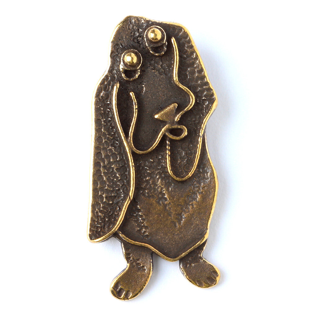 Подвеска, 32.5х15х6мм, Anna Bronze, собака Бассет-хаунд, базовый материал - латунь, цвет античная латунь (золотистый с чернением), 1 шт.