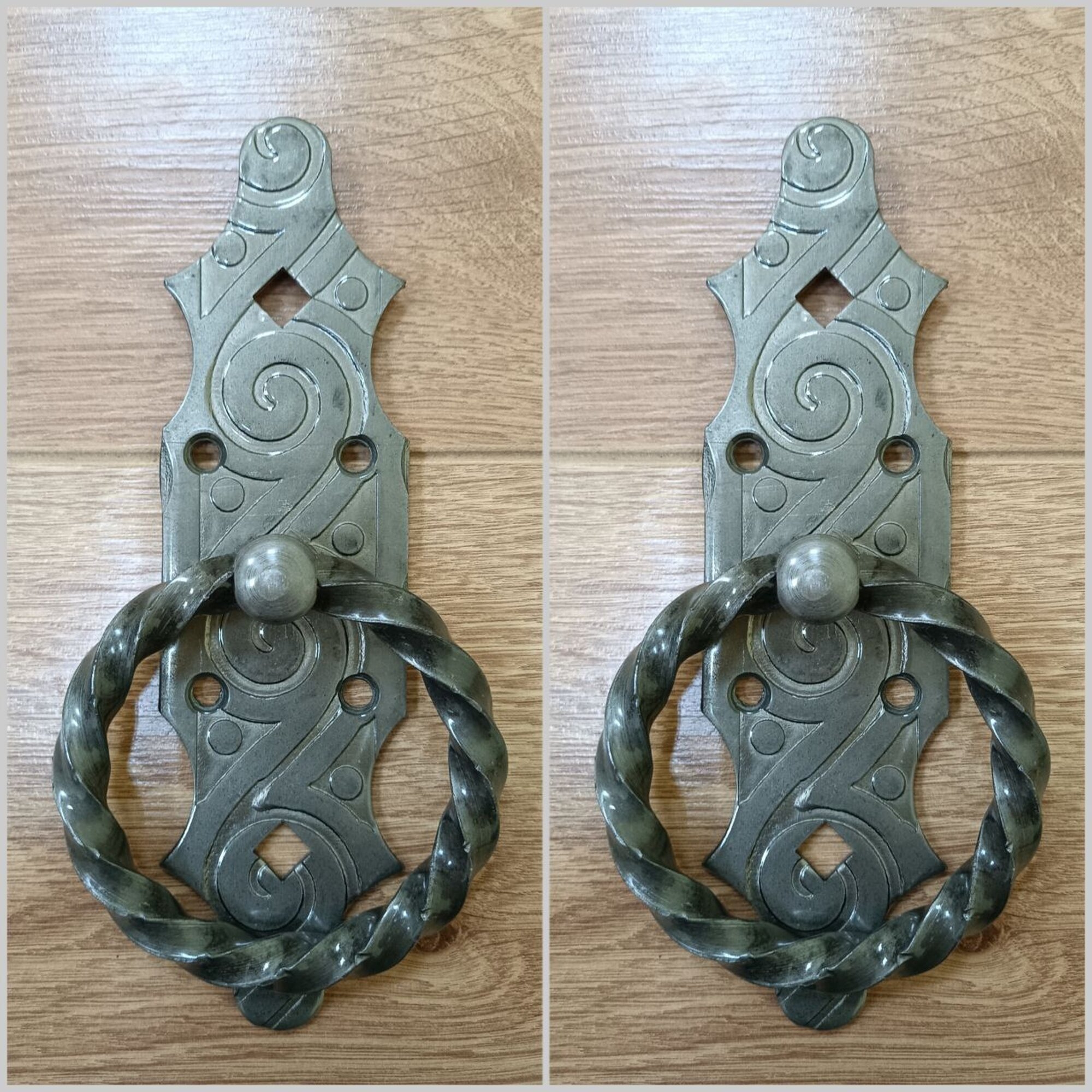 Ручка-кольцо дверная РК-80 мод.5 - 2 шт. /кованая/ серия ярославль (серебро)