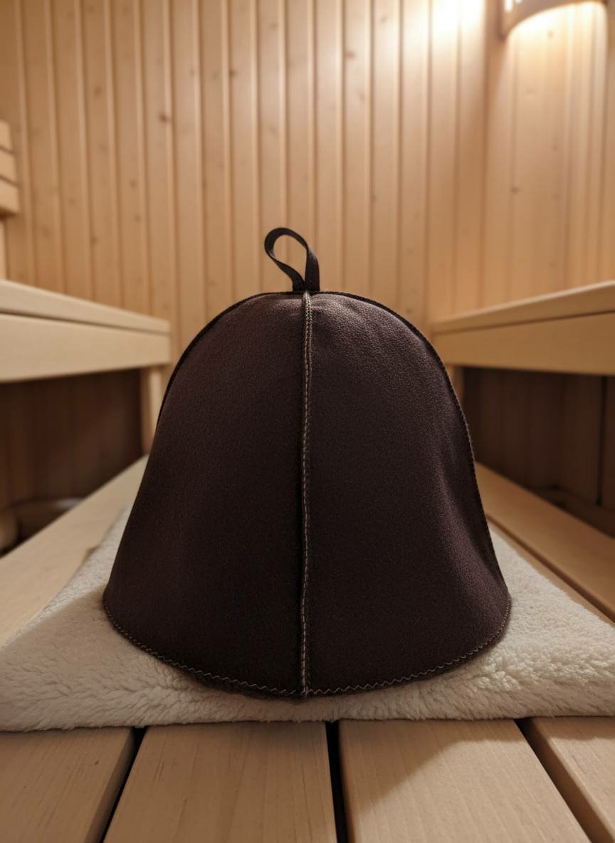 Профессиональная банная шапка из натуральной овчины шоколадного цвета, ручной работы категории люкс