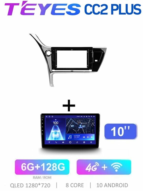 Магнитола 10" Teyes CC2 Plus 6/128 Gb для Toyota Corolla 11 Auris 2017-2018