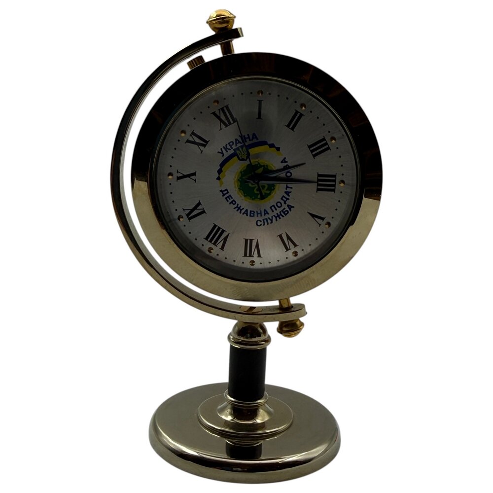 Настольные механические часы "Налоговая служба Украины", латунь, позолота, 2000-2010 гг. Украина