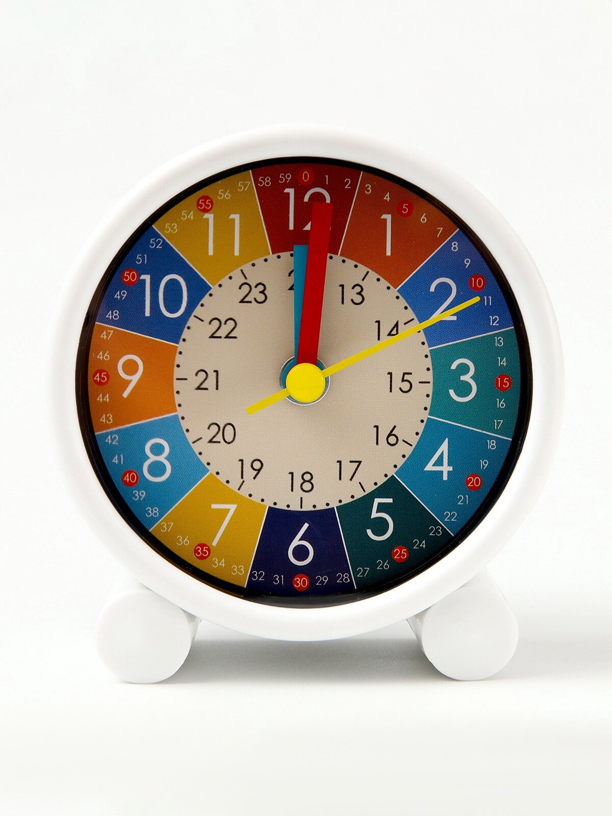 Часы будильник настольные детские «Секунды в цвете», крупные цифры, цветной циферблат, разноцветные стрелки
