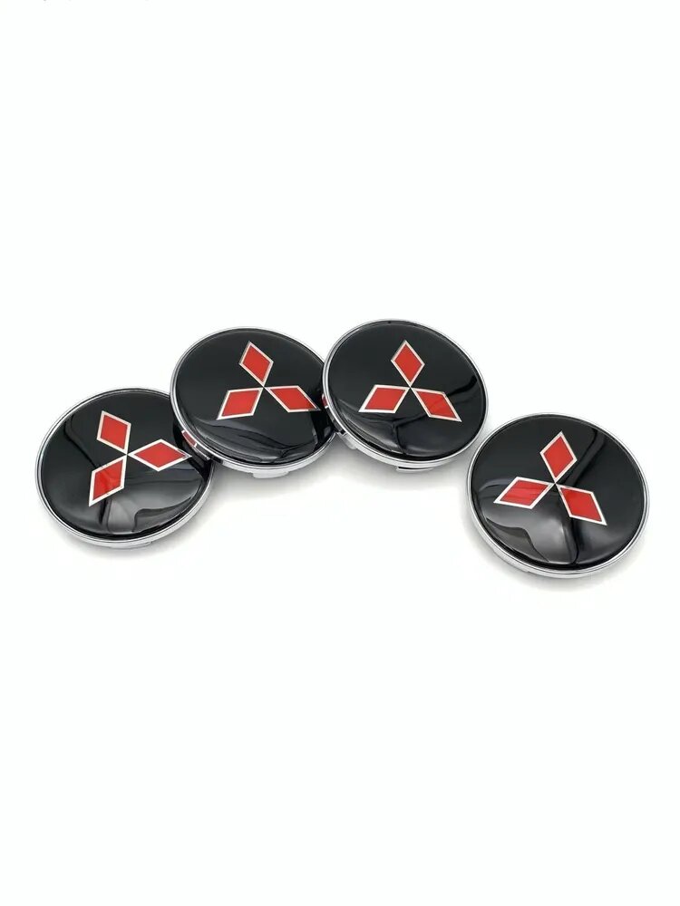 Колпаки ступицы колеса Mitsubishi, комплект 4 шт, черные, 60 мм