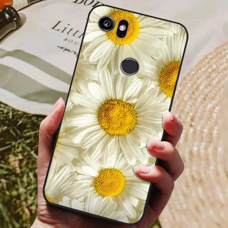 Чехол для Google Pixel 2 XL с даффильными цветами, силикон
