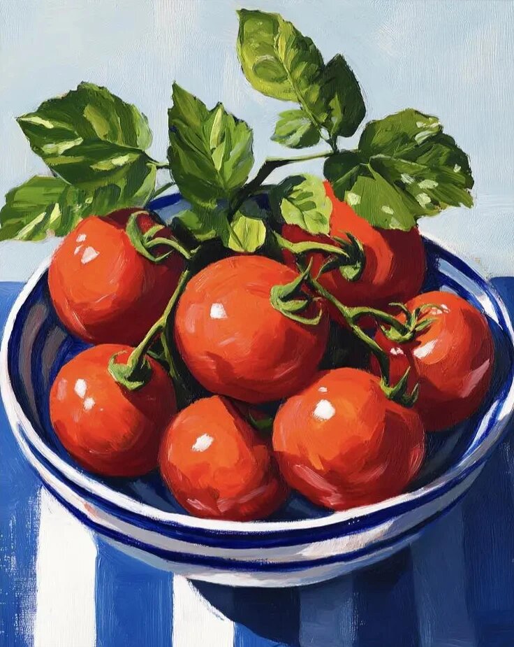 Посуда с помидорами, натюрморт, 30x42 см, DM46-19