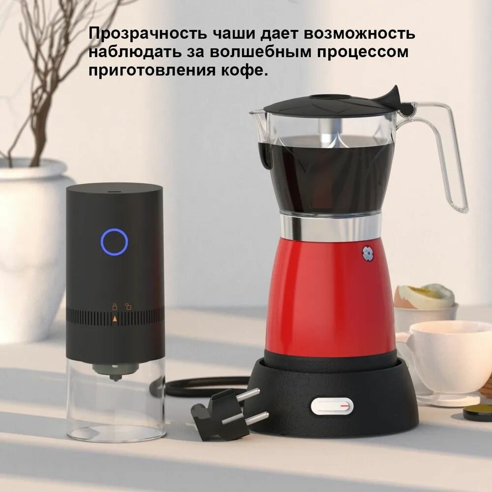 Кофеварка гейзерная Гейзерная кофеварка электрическая-, красный