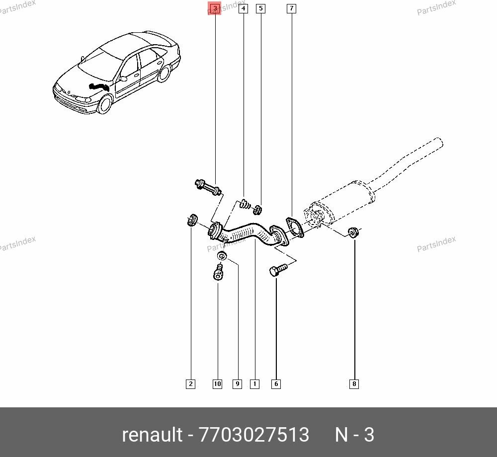 Шпилька резонатора LB03, RENAULT 7703027513