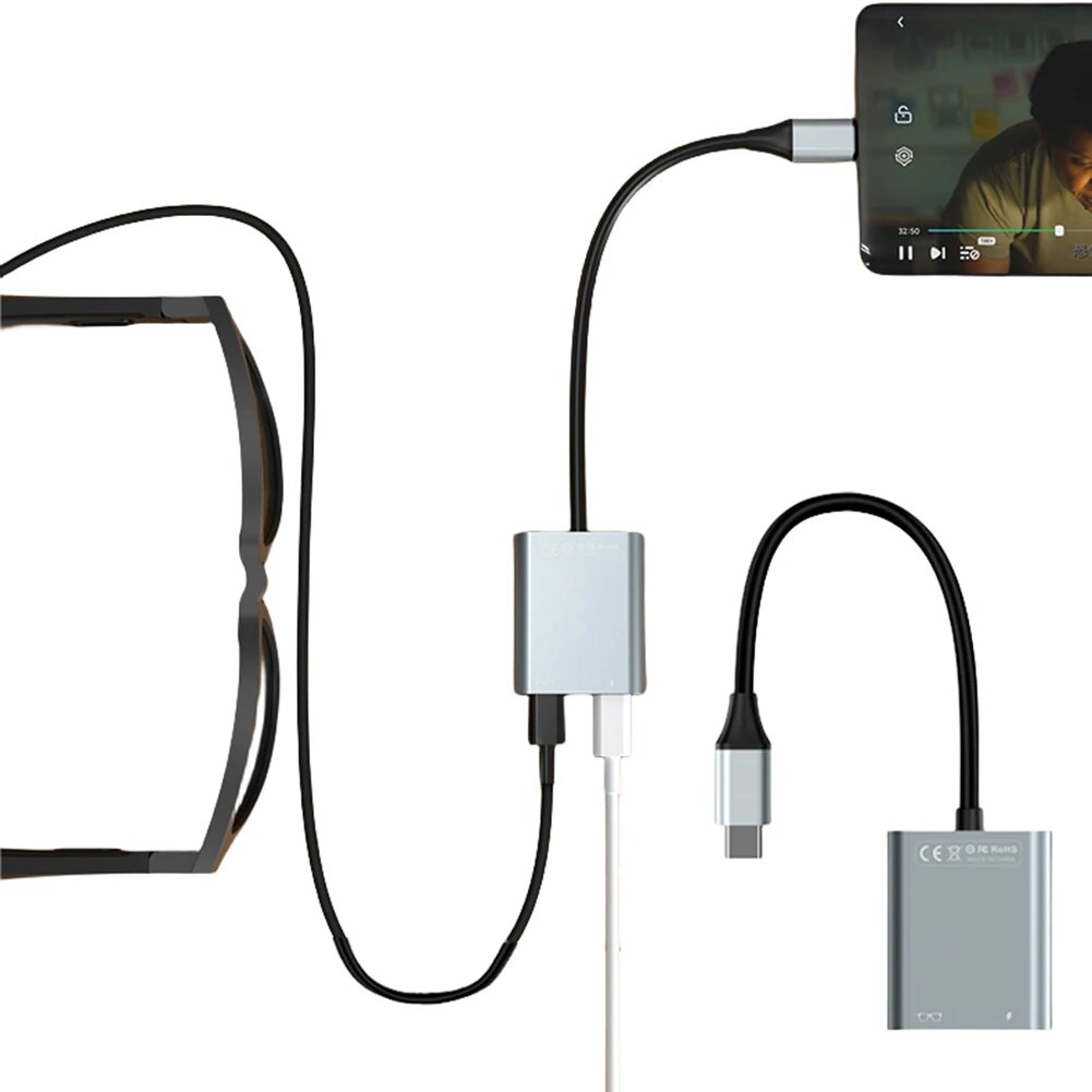 Док-станция 2 в 1 USB C PD100W и передача данных USB C Dongle Адаптер 10 Гбит/с Type-c для очков AR Телефон Планшет Ноутбук ПК