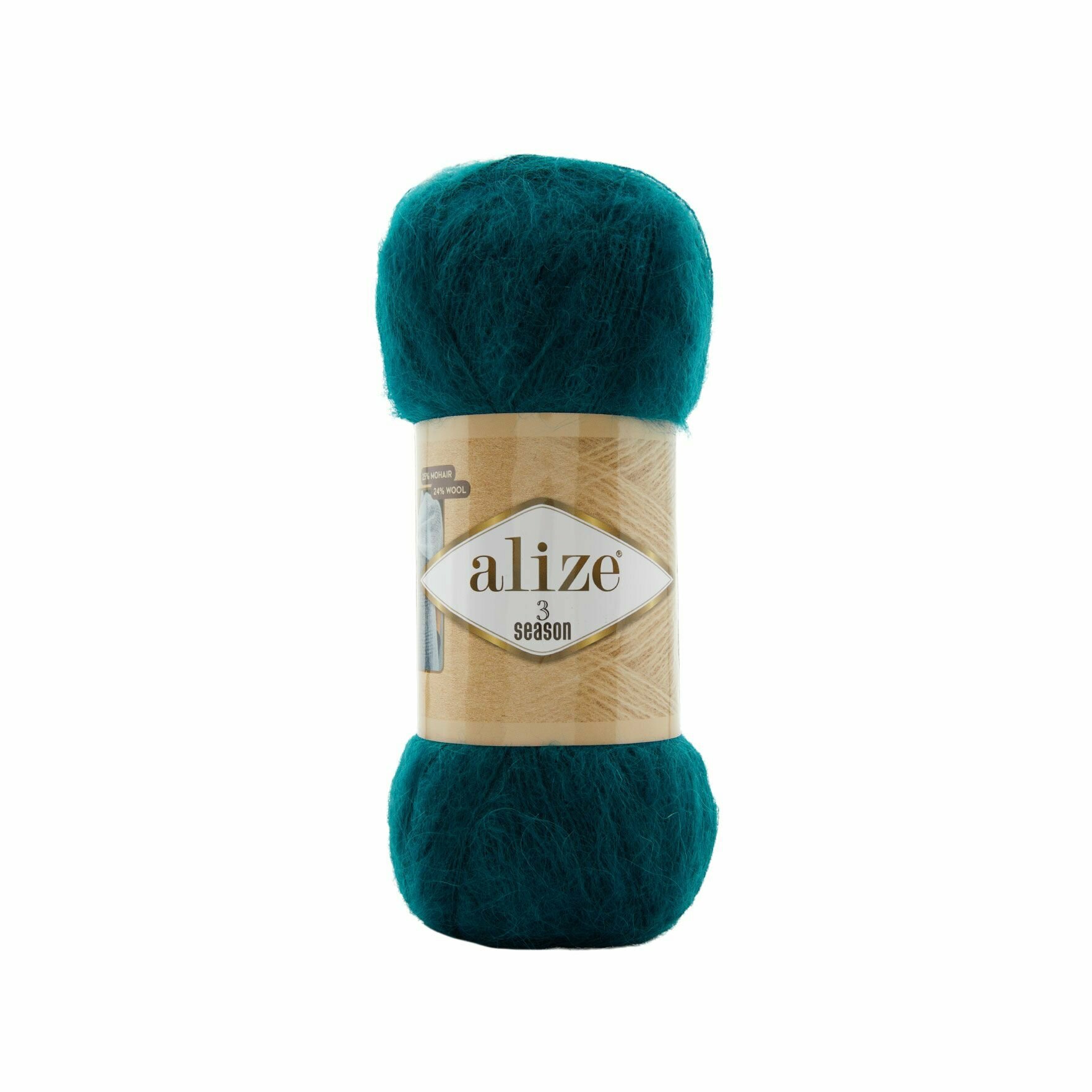 Пряжа для вязания Alize Mohair 3 season 17 петрольный 100 гр/500 м 25% мохер, 24% шерсть, 51% акрил