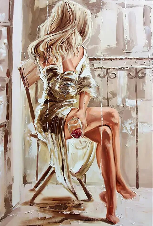 Картина маслом на холсте 20x30см, бохо, цвет P6