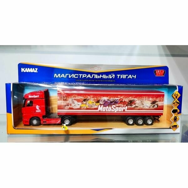 Модель металлическая KAMAZ Тягач с полуприцепом (37 см, инерционный)
