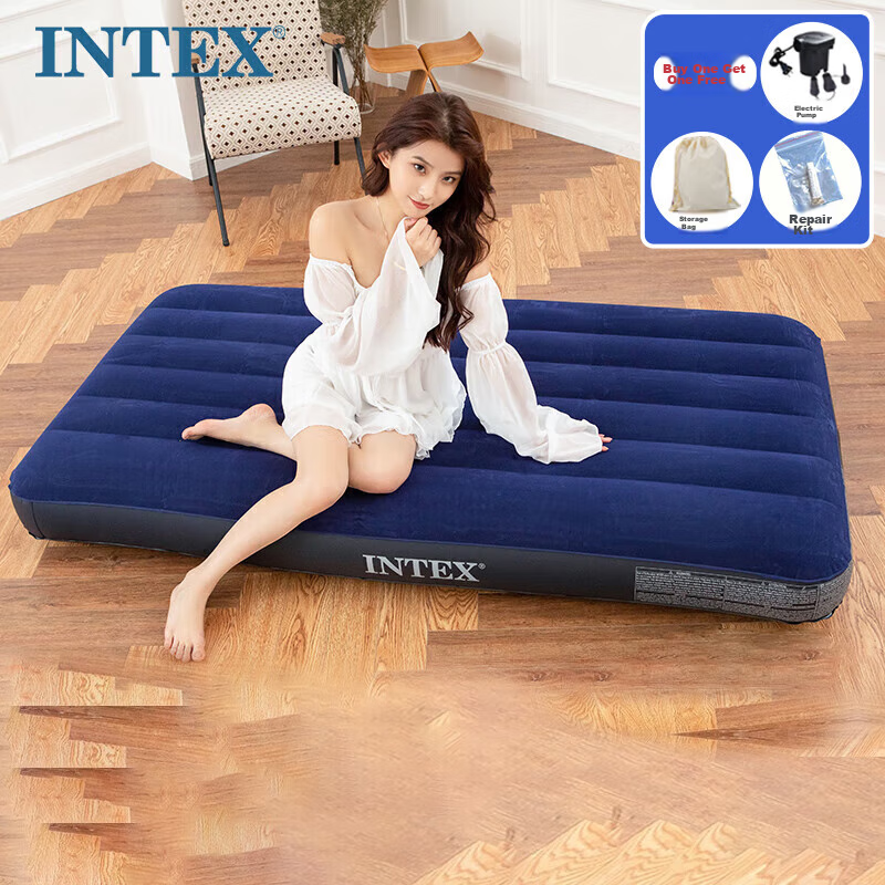 INTEX 64757 Одноместная надувная кровать 99*191*25 см портативная палатка с электрическим насосом Цвет：Одноместный