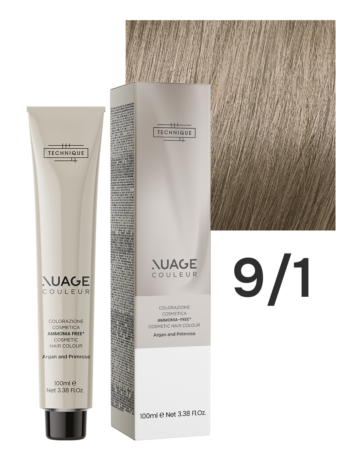Безаммиачная крем-краска для волос Technique Nuage Ammonia Free Hair Color Cream 9.1 Блонд Пепельный, 100 мл