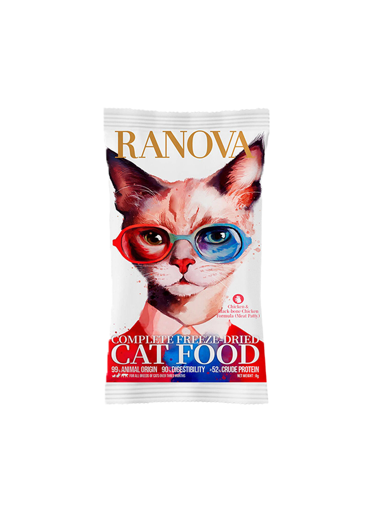 Полнорационный сухой (сублимированный) корм Ranova для кошек с курицей, 8 г
