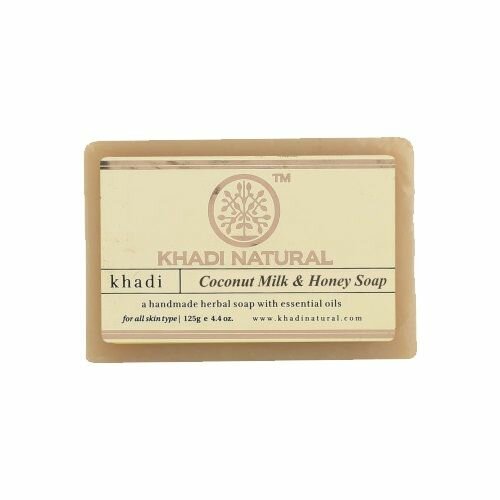 Кокосовое молоко И МЁД Мыло ручной работы с эфирными маслами, Кхади / COCONUT MILK & HONEY SOAP Handmade Soap With Essential Oils, 125 гр.