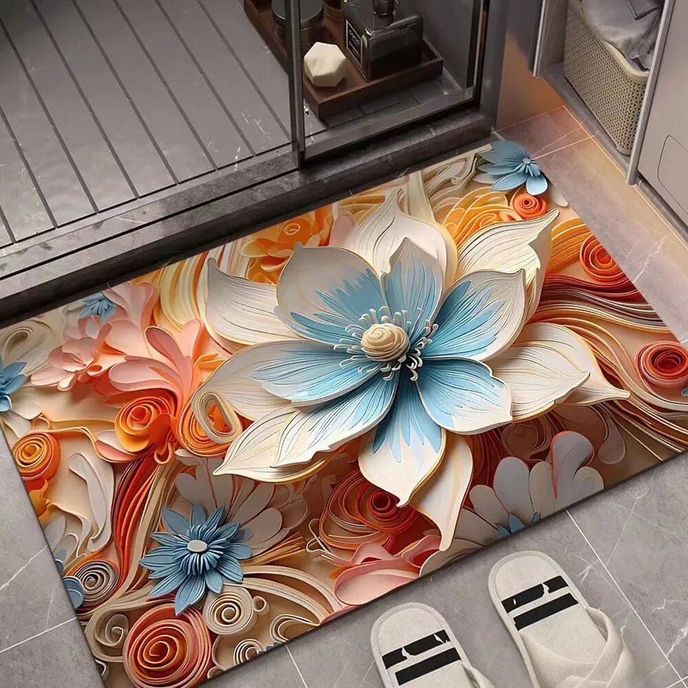 Коврик для ванной 40x60 см 3d-эффект разноцветный, микрополиэстер, резина