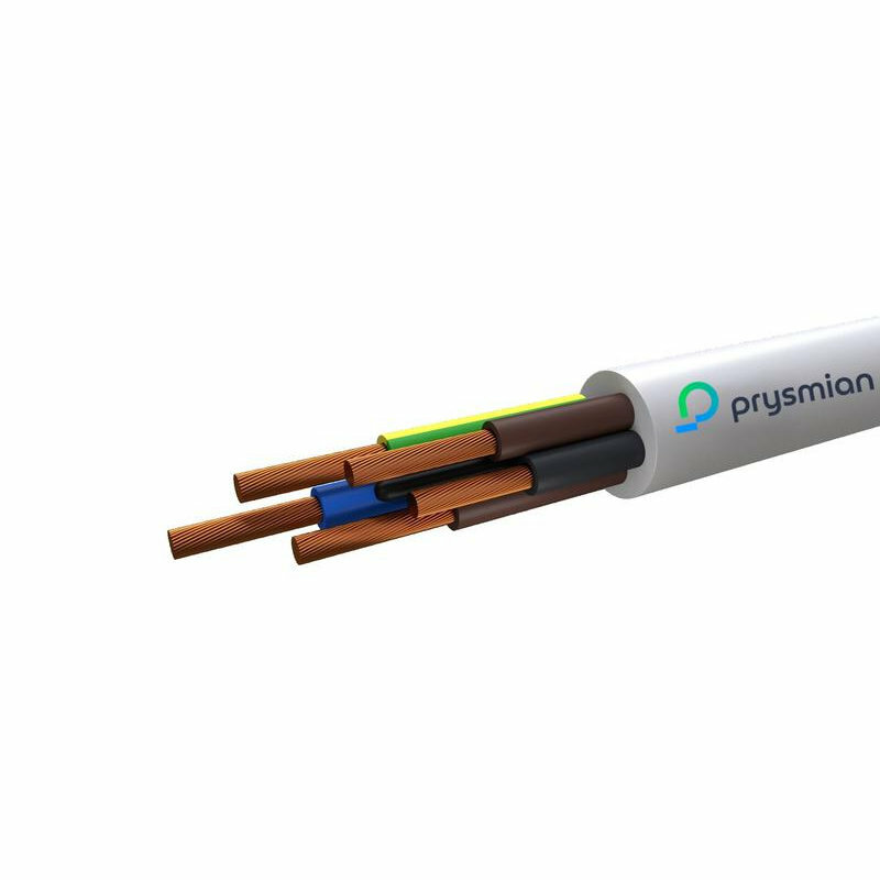 Провод РЭК-Prysmian ГОСТ ПВС 5х4, цвет белый, бухта, ПВХ изоляция