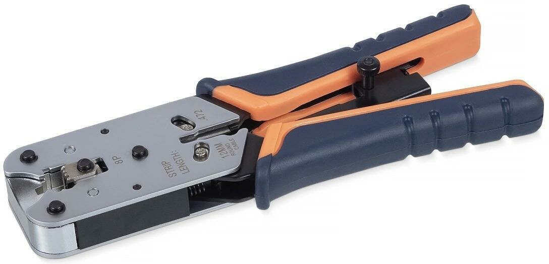 Инструмент обжимной Cabeus для разъема RJ-45, черный, оранжевый (HT-L2182R)